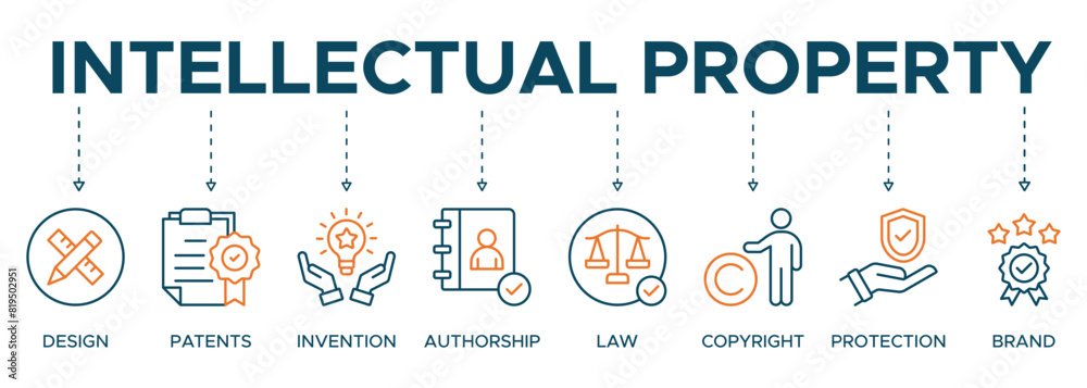 Intellectual property banner web icon vector illustration concept for ...