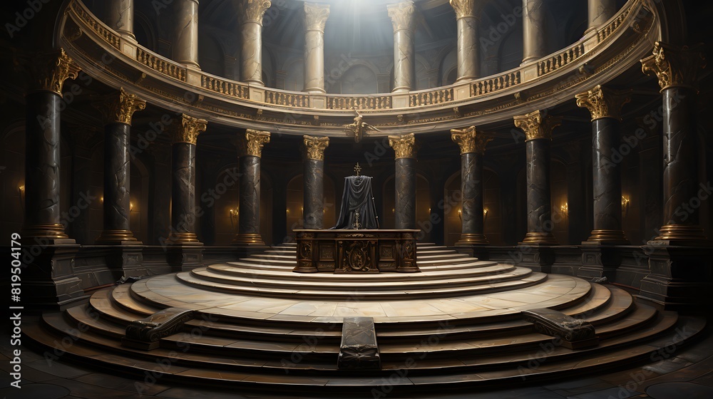 podium background with an antique finish, in a historical museum with ...