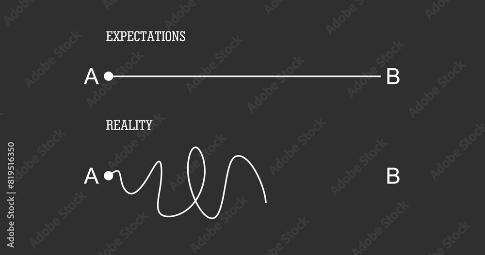 Difference between life expectations and reality. Path way and journey ...