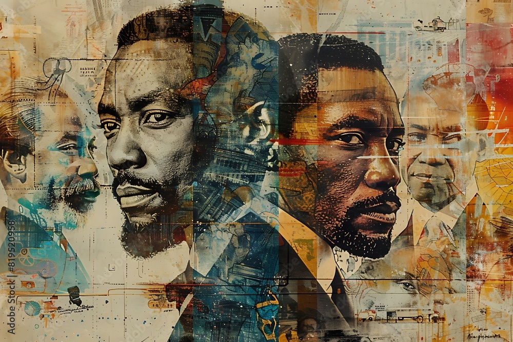 Elegant digital collage merging iconic images of African American ...