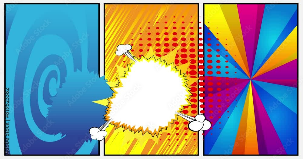 Cartoon background, comic book page backdrop. Retro animation comics ...