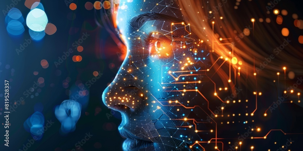 Face of futuristic and Innovative Imagery AI and Automation use of ...