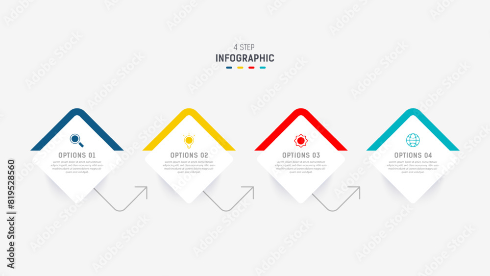 Four Step Infographic element design Vector template for presentation ...