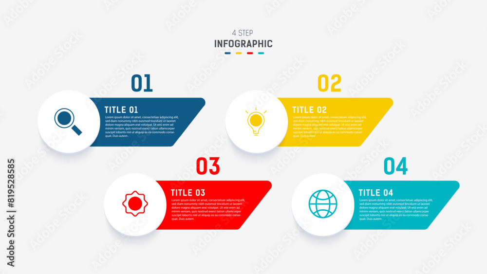 Four Step Infographic element design Vector template for presentation ...