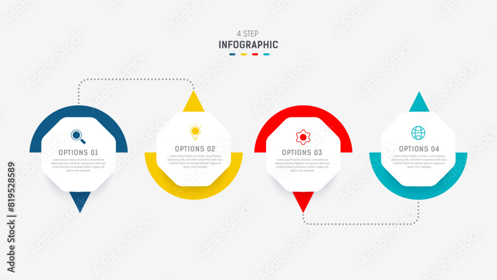 Four Step Infographic element design Vector template for presentation ...