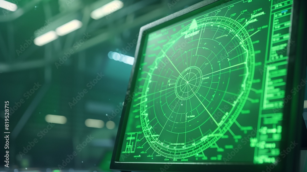 Realistic Photo of a Mint Green Radar Screen Tracking Aircrafts ...