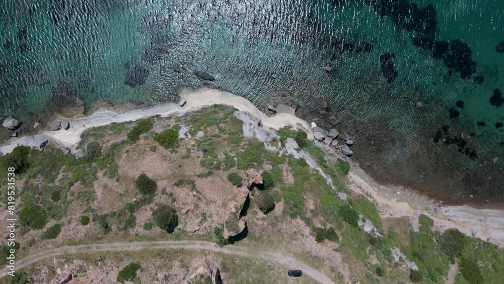 Ayvalik Sarimsakli beach and ancient quarry unique rock shapes sea blue ...