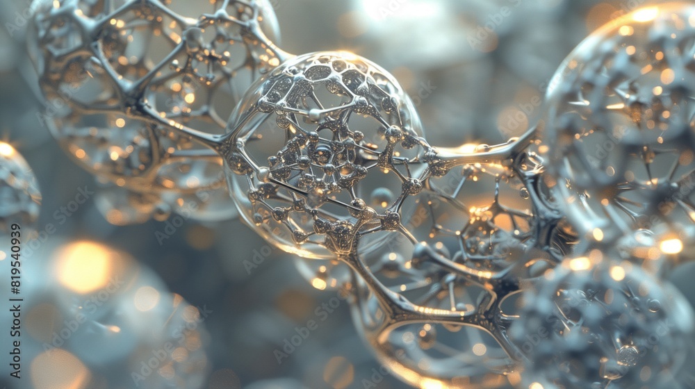 A composition of complex interlocking spheres and particles that seems ...