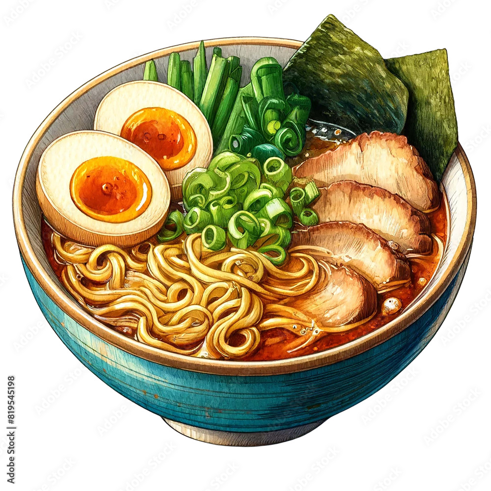 Popular Japanese menu Ramen bowl watercolor clipart ,AI Generated ...