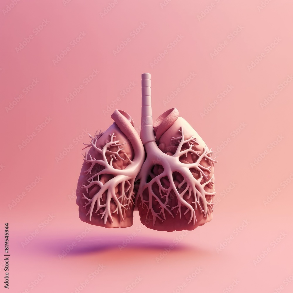 Detailed 3D image of human lungs. An image of simulated model of human ...