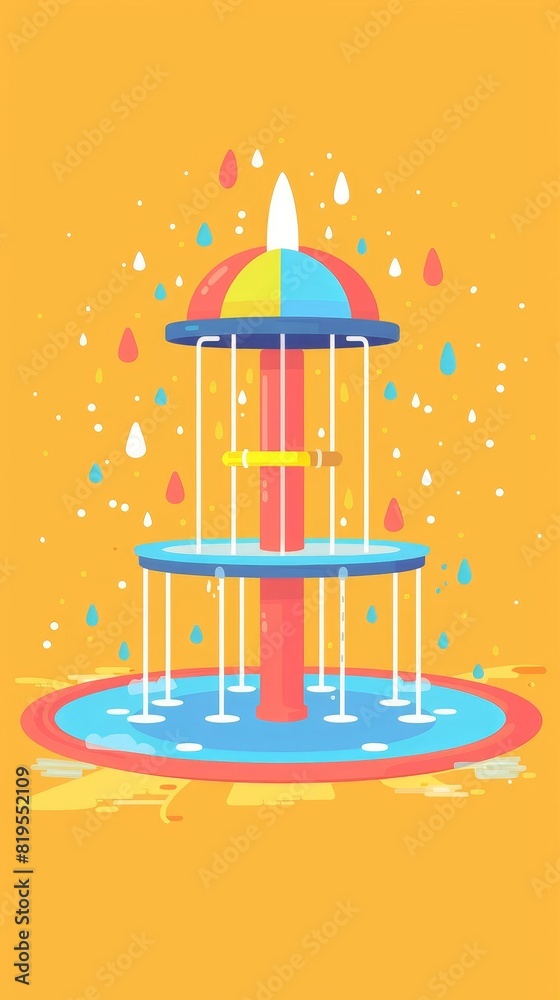 Splash pad fun flat design side view playtime theme animation ...