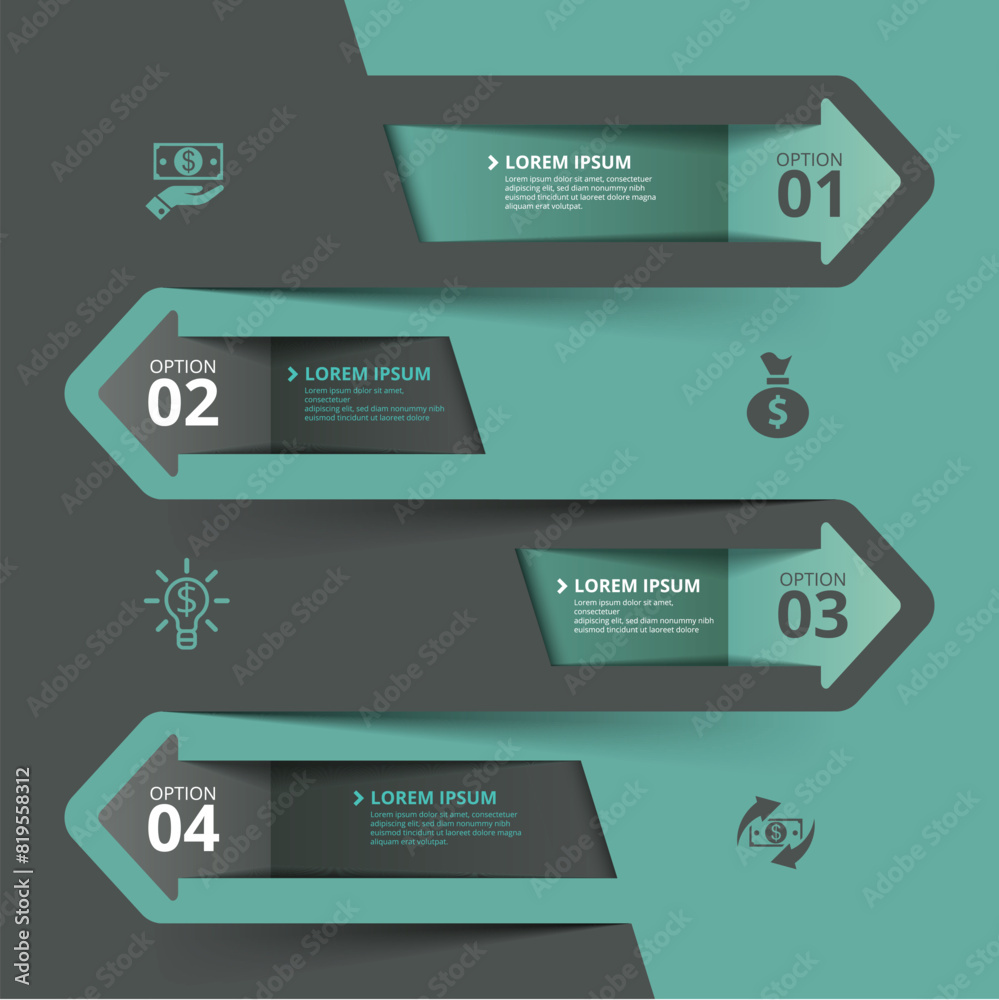 Infographic arrow design elements. Business template with 4 options ...