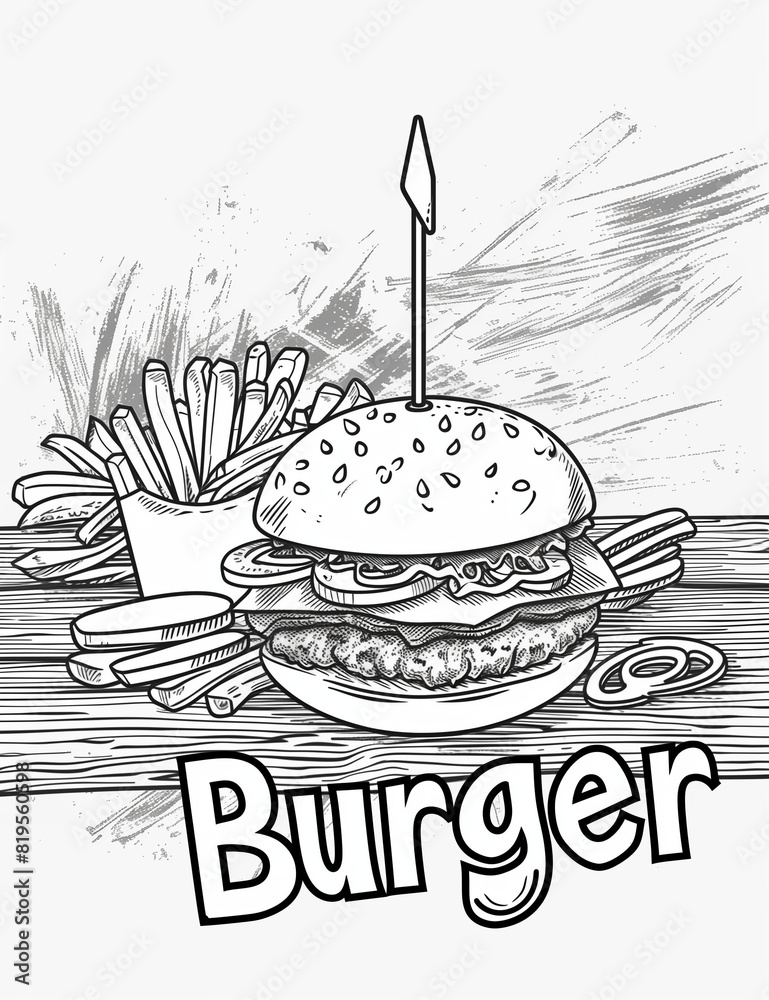 Burger Feast: Creative Coloring Pages for Adults - Simple Patterns ...