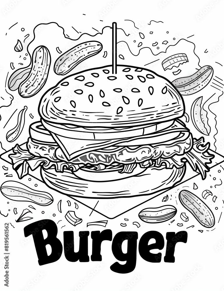 Burger Feast: Creative Coloring Pages for Adults - Printable pages ...