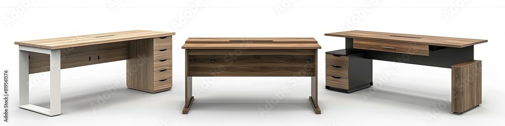 4 different styles of computer desk white background Stock Photo ...