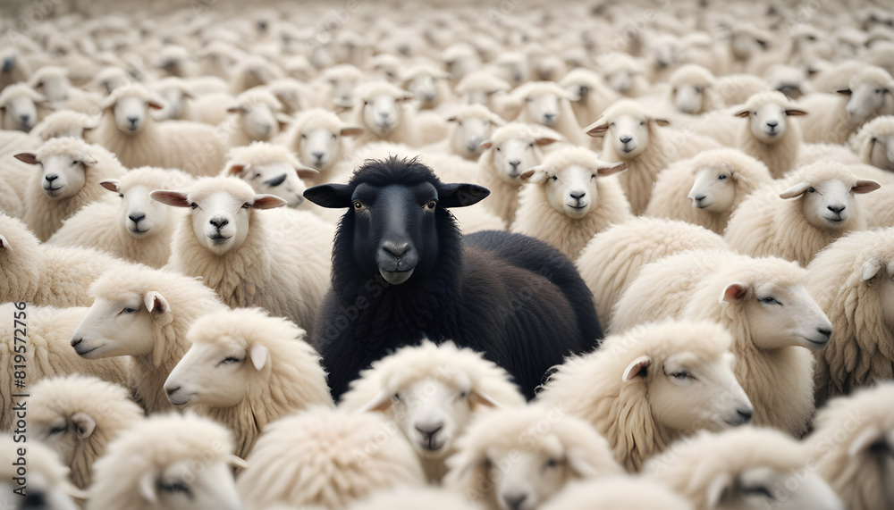 black sheep among a flock of white sheep 1 Stock Illustration | Adobe Stock