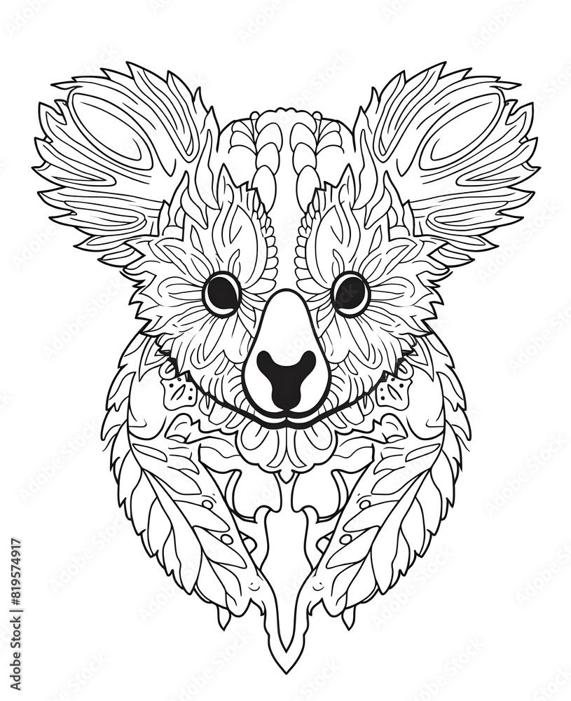 Drawing zentangle Koala for coloring page, shirt design effect, logo ...