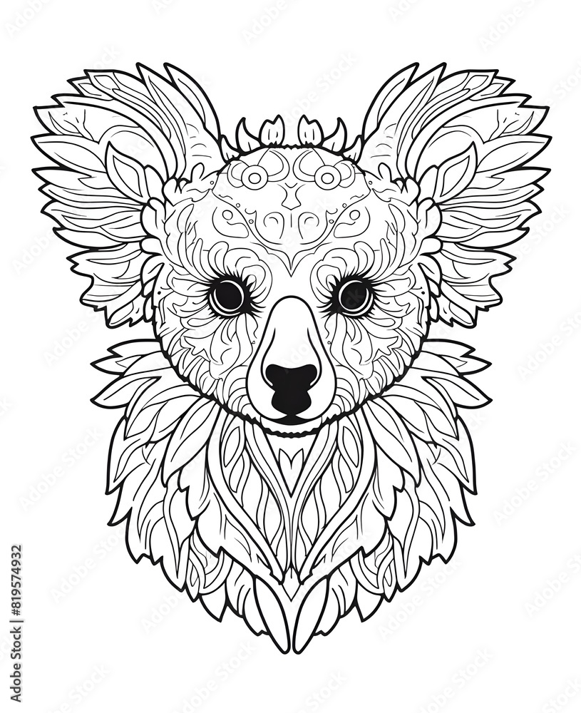 Drawing zentangle Koala for coloring page, shirt design effect, logo ...