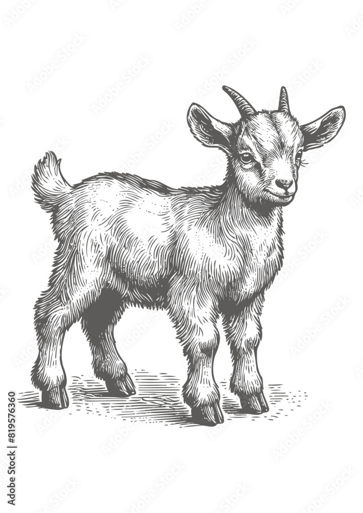 goat Vector, baby goat vector illustration, goat emblem design, baby ...