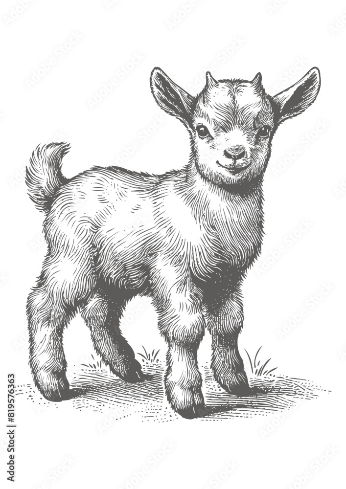 goat Vector, baby goat vector illustration, goat emblem design, baby ...