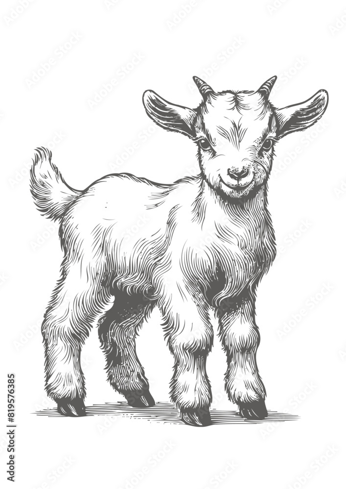 goat Vector, baby goat vector illustration, goat emblem design, baby ...