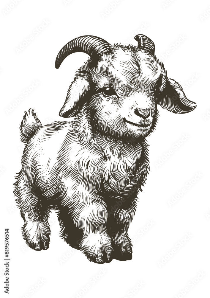 goat Vector, baby goat vector illustration, goat emblem design, baby ...