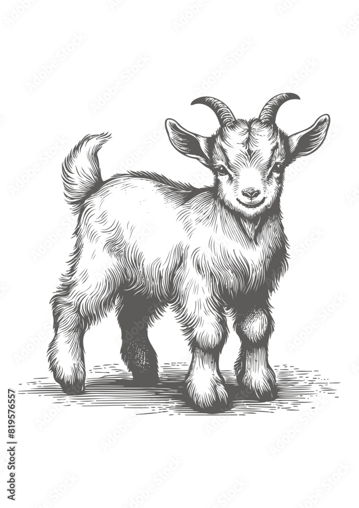 goat Vector, baby goat vector illustration, goat emblem design, baby ...
