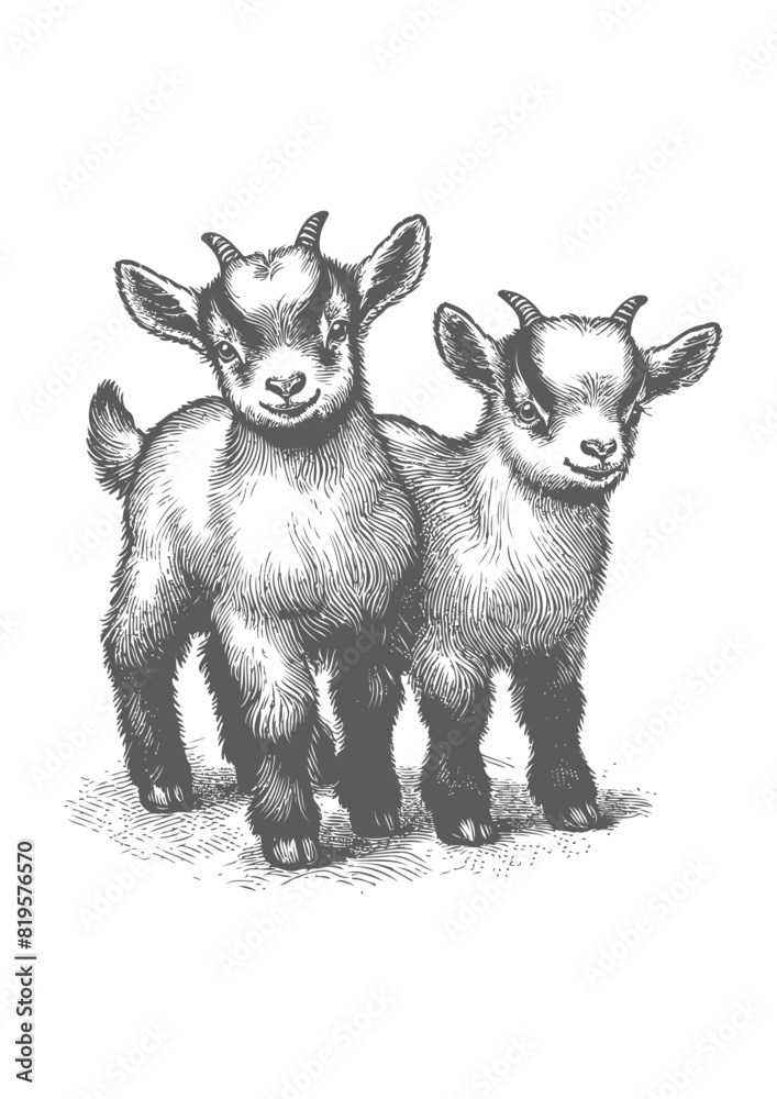 goat Vector, baby goat vector illustration, goat emblem design, baby ...