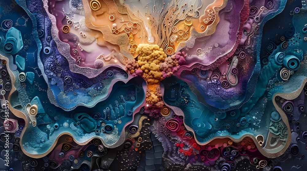 Fractal background, abstract depiction of uterus anatomy, dynamic forms ...