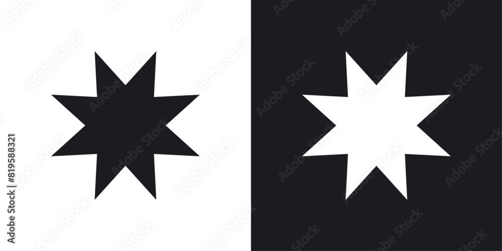 Bah ' Faith Icon Set. Symbols for Nine-Pointed Star and Bah ' Emblem ...