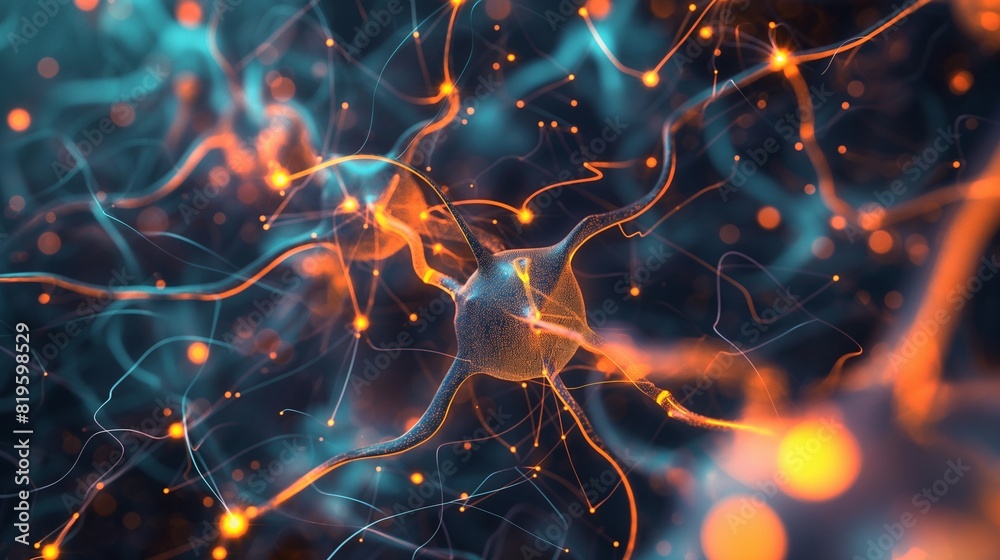 A network of interconnected nodes pulsating with energy, resembling a ...