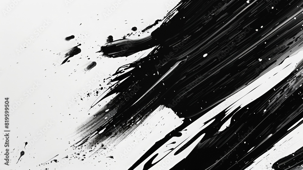 Black and white abstract paint brush wallpaper. 4k background with ...