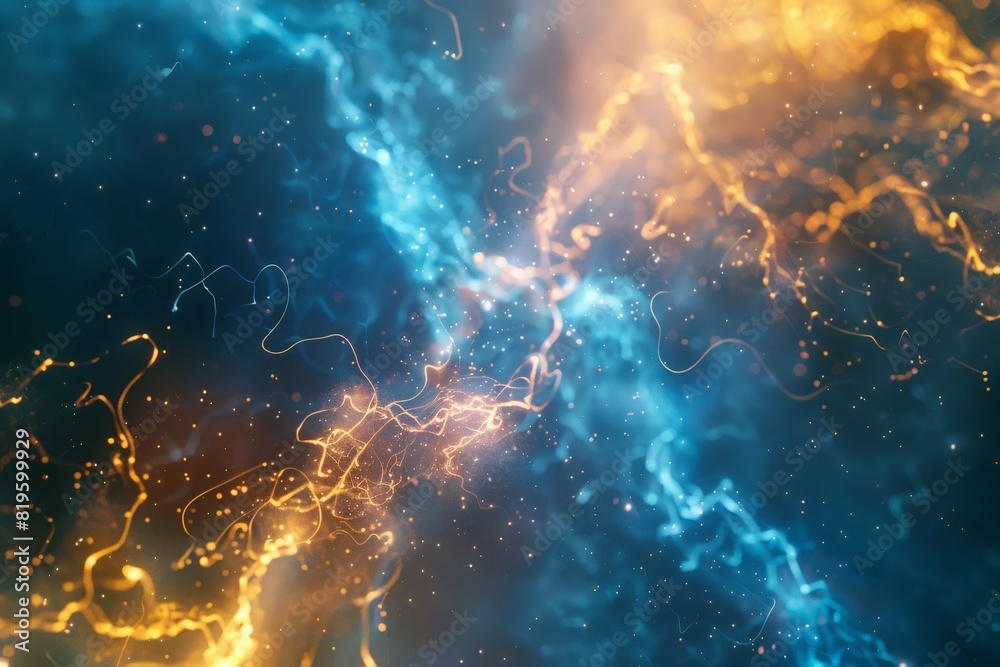 Electrical particles, lightning shock. Plasma, voltage illustration ...