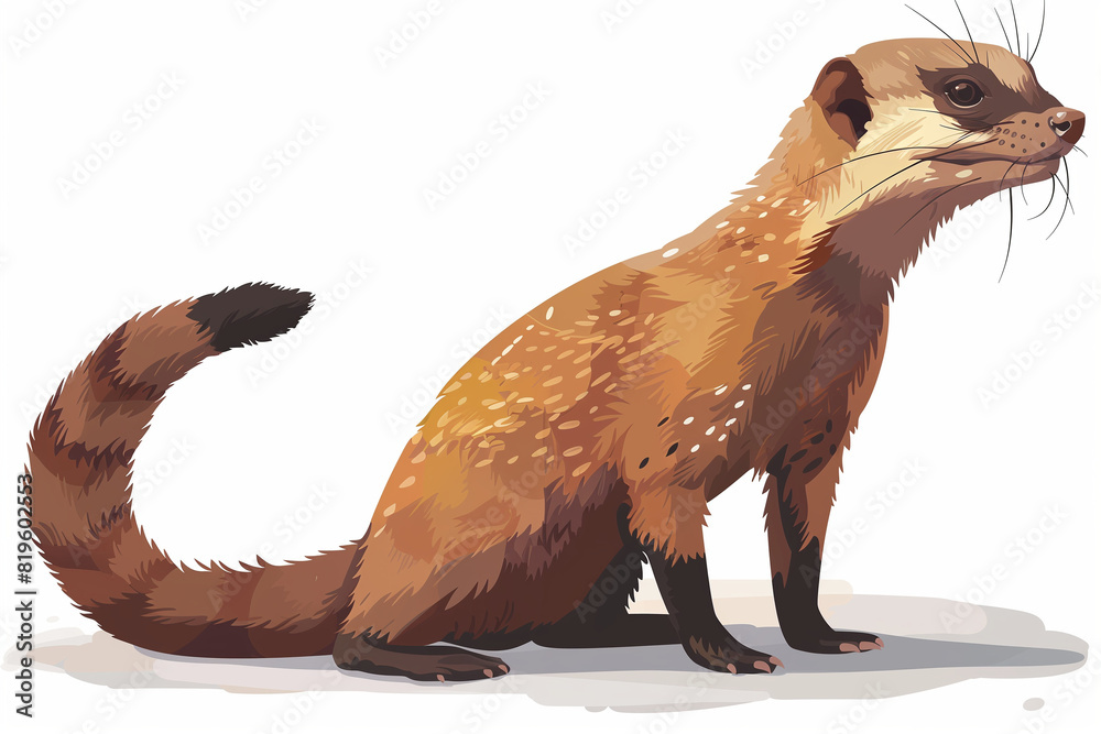 Vector Illustration of Full Body Mongoose: Simple Drawing with White ...