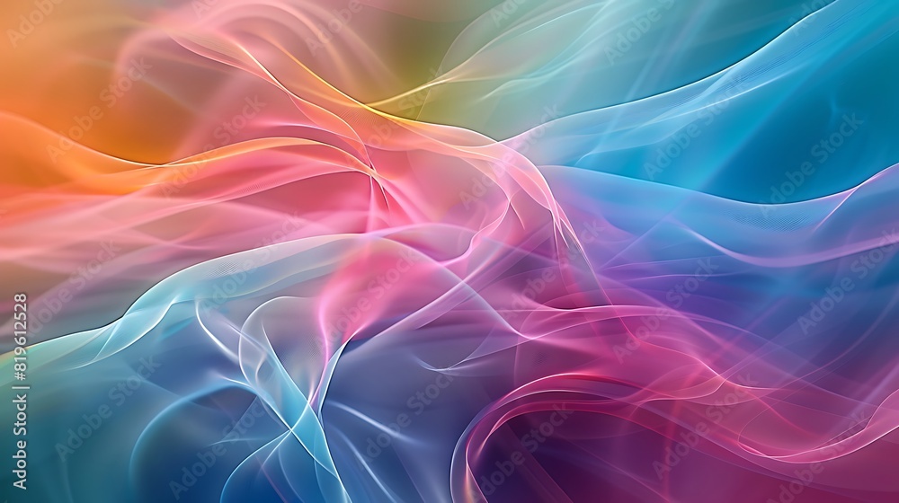 Soft flowing curves blending into each other with a spectrum of rainbow ...