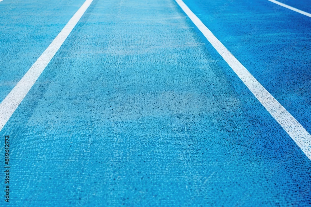 Beautiful blue running track with white stripes for a sport background ...