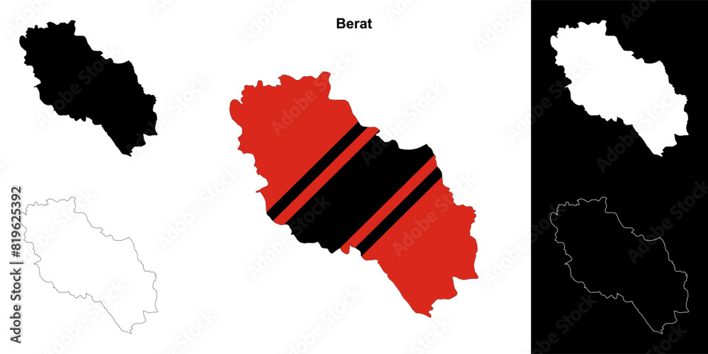 Berat county outline map set Stock Vector | Adobe Stock