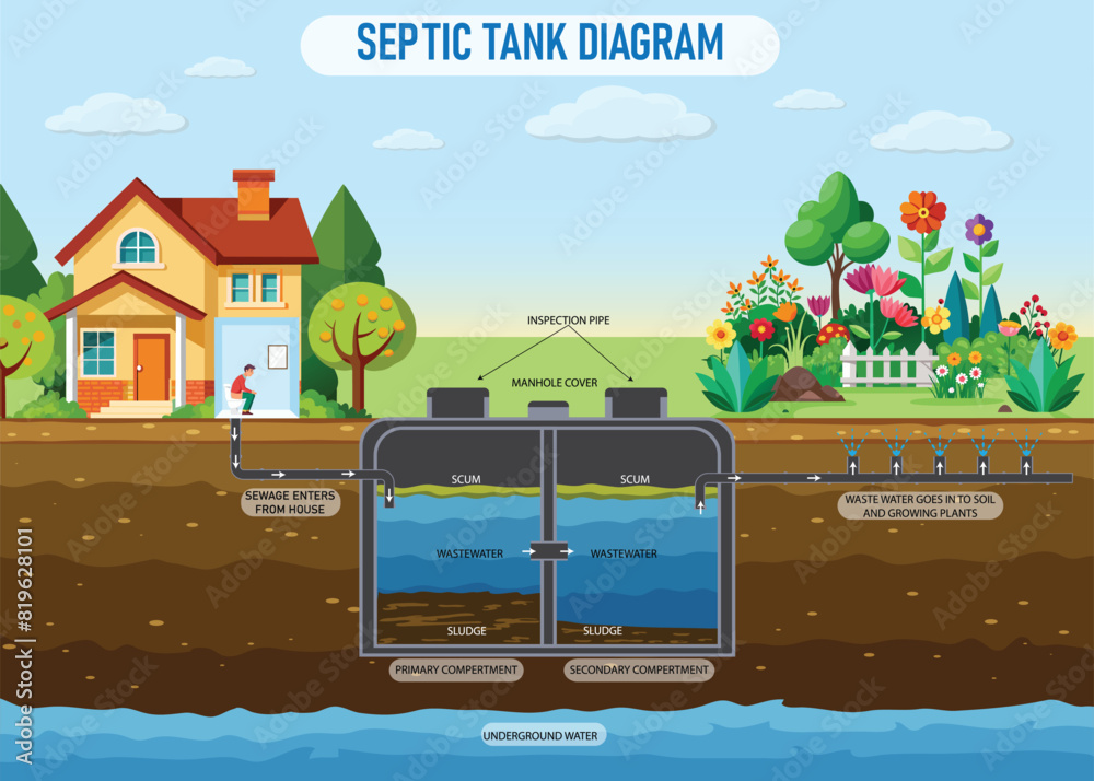 Understanding Your Septic System: A Detailed Septic Tank Diagram Stock ...