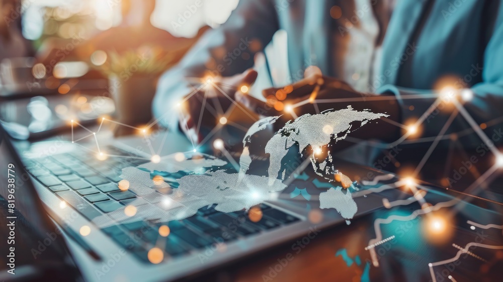 Global Elements: Include subtle hints of global connectivity, like ...