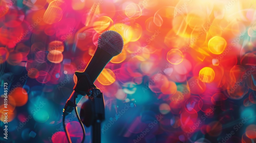 Live broadcast of a journalist addressing aid efforts, background blur ...