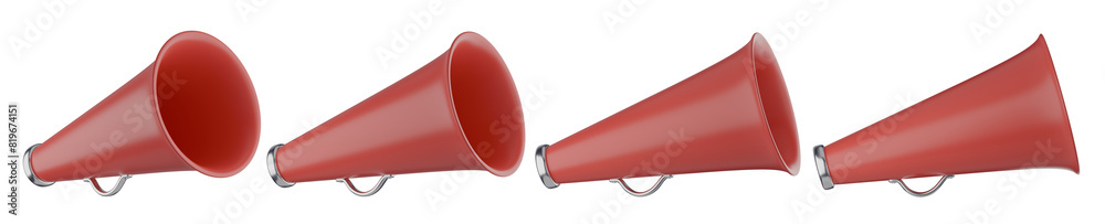 set of 3d non-electric megaphones with transparent background, PNG, 3d ...