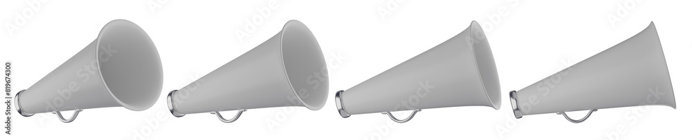 set of 3d non-electric megaphones with transparent background, PNG, 3d ...