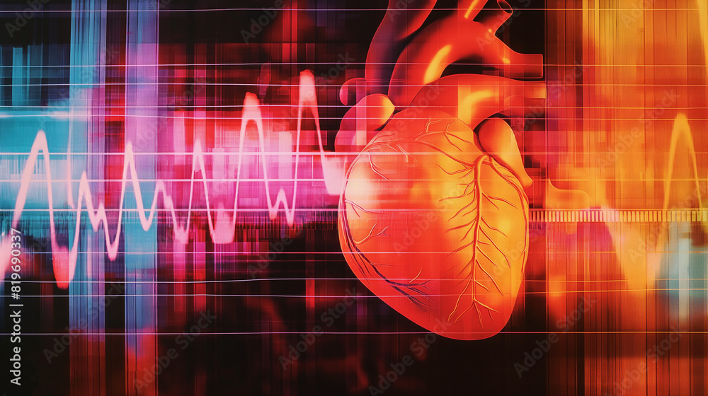 A sequence of images showing the stages of a heartbeat, layered to ...