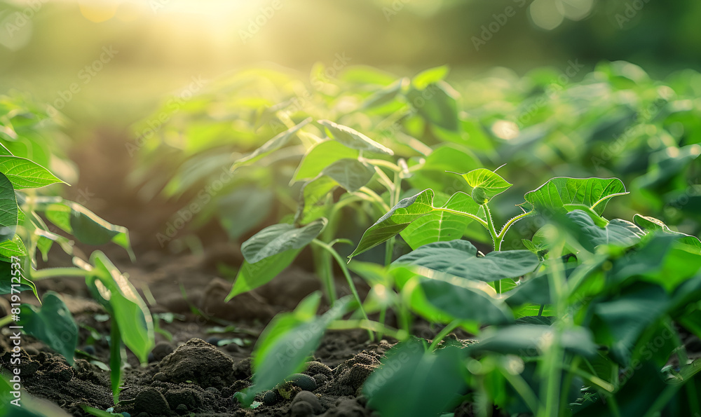 Lush Green Soybean Farm: Agriculture Background . soybean growth in ...