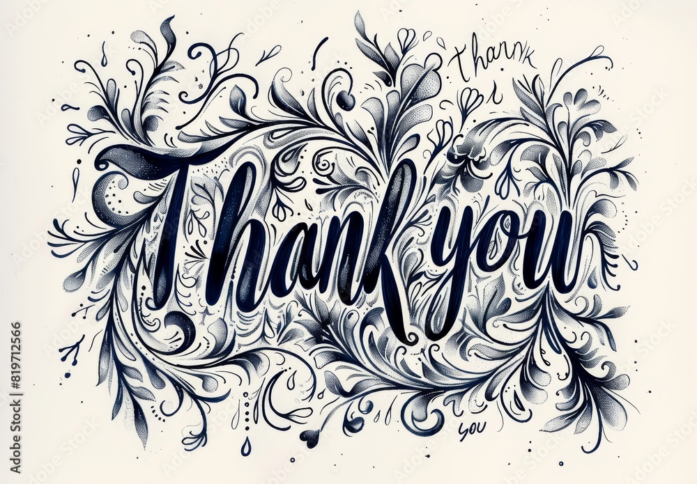 Handwritten calligraphy saying "Thank you". Stock Illustration | Adobe ...