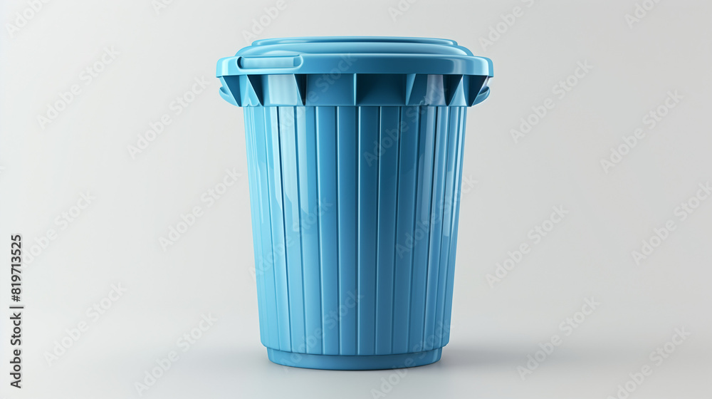 Blue rubbish bin on yellow background. A new unbox green large bin ...