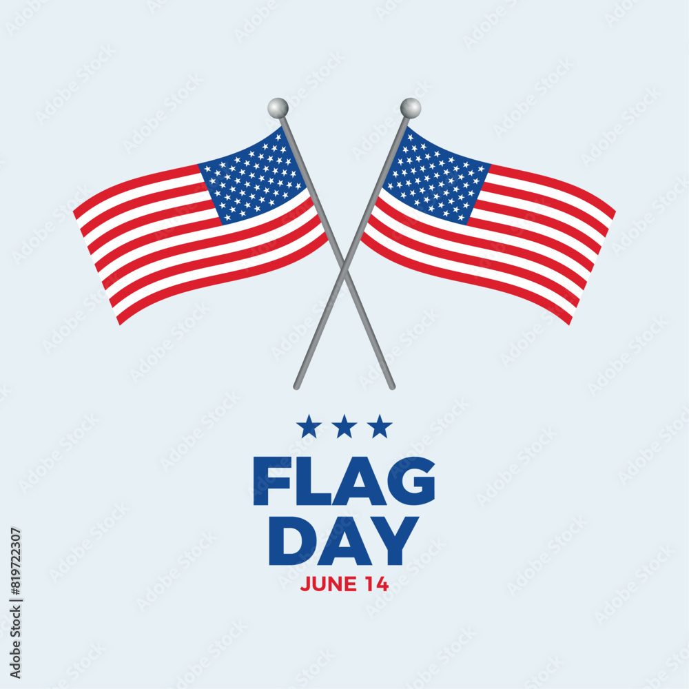 Flag Day United States on June 14 poster vector illustration. Two ...