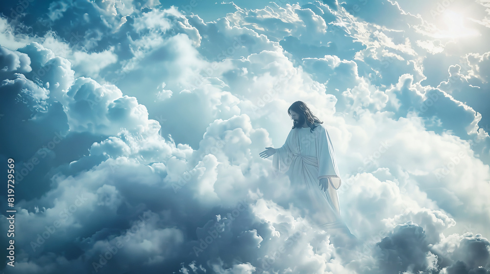 Jesus Christ in Heaven, above clouds Stock Photo | Adobe Stock