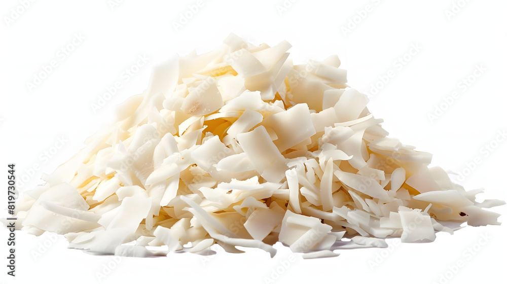 Pile of coconut flakes isolated on white isolated on white background ...