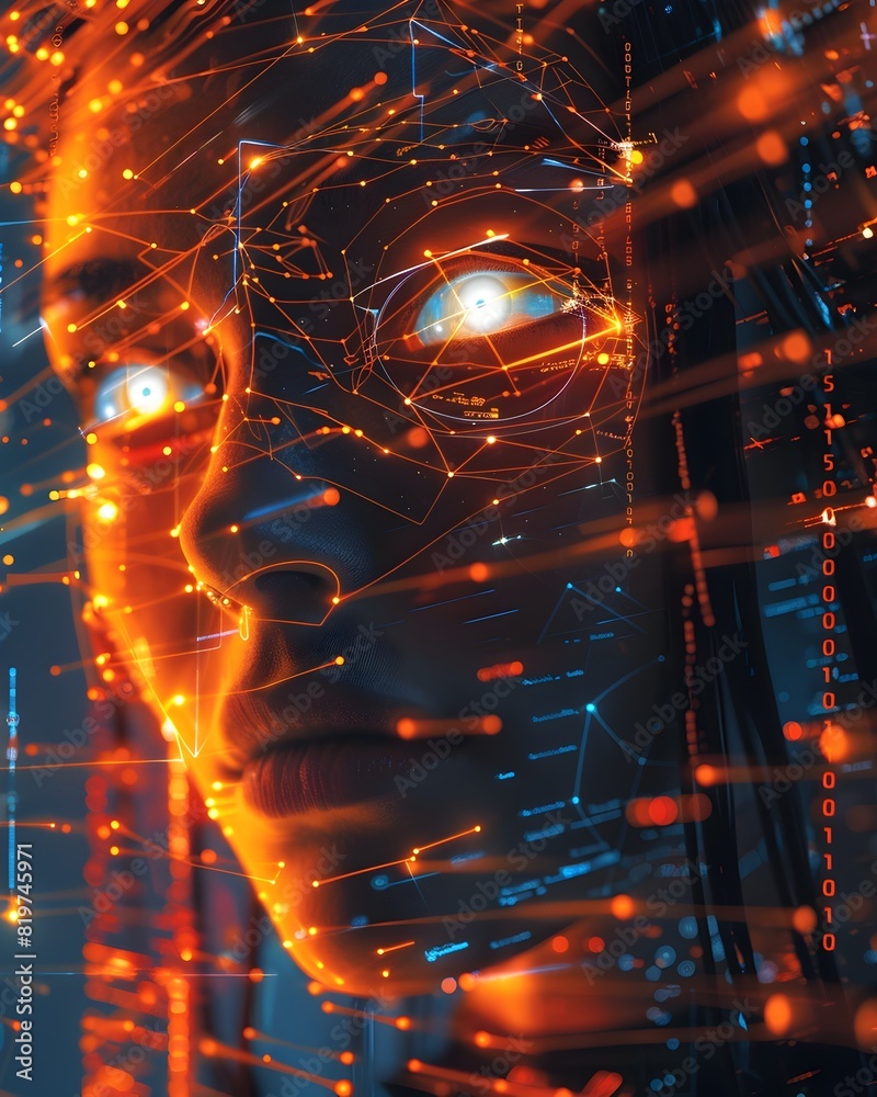 Futuristic Software Developer Coding Advanced Neural Network with ...